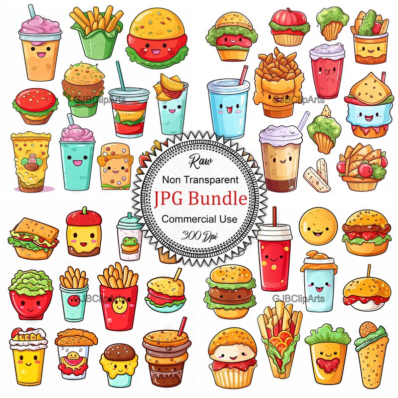 Fast Food Clipart, Kawaii Fast Food , Digital Stickers, Digital Clipart ...