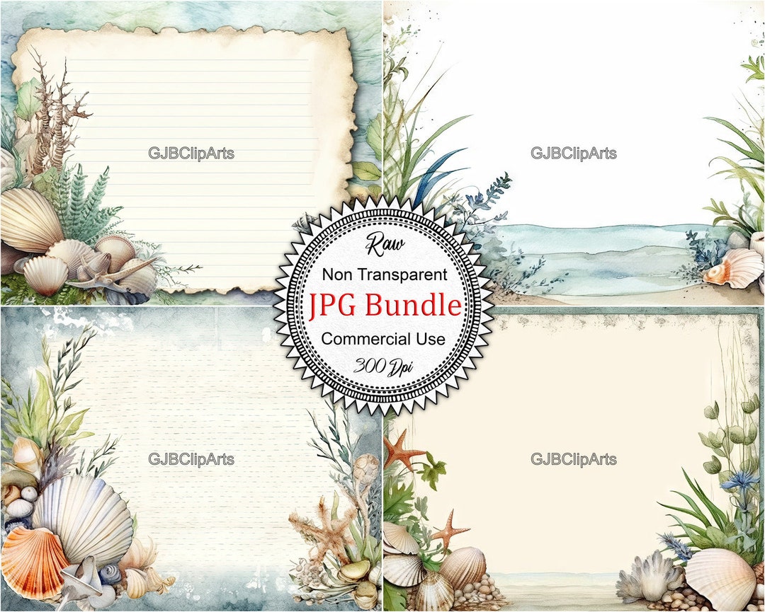 Sea Theme Pages, Pages With Sea Shells, Printable Digital Scrapbook ...