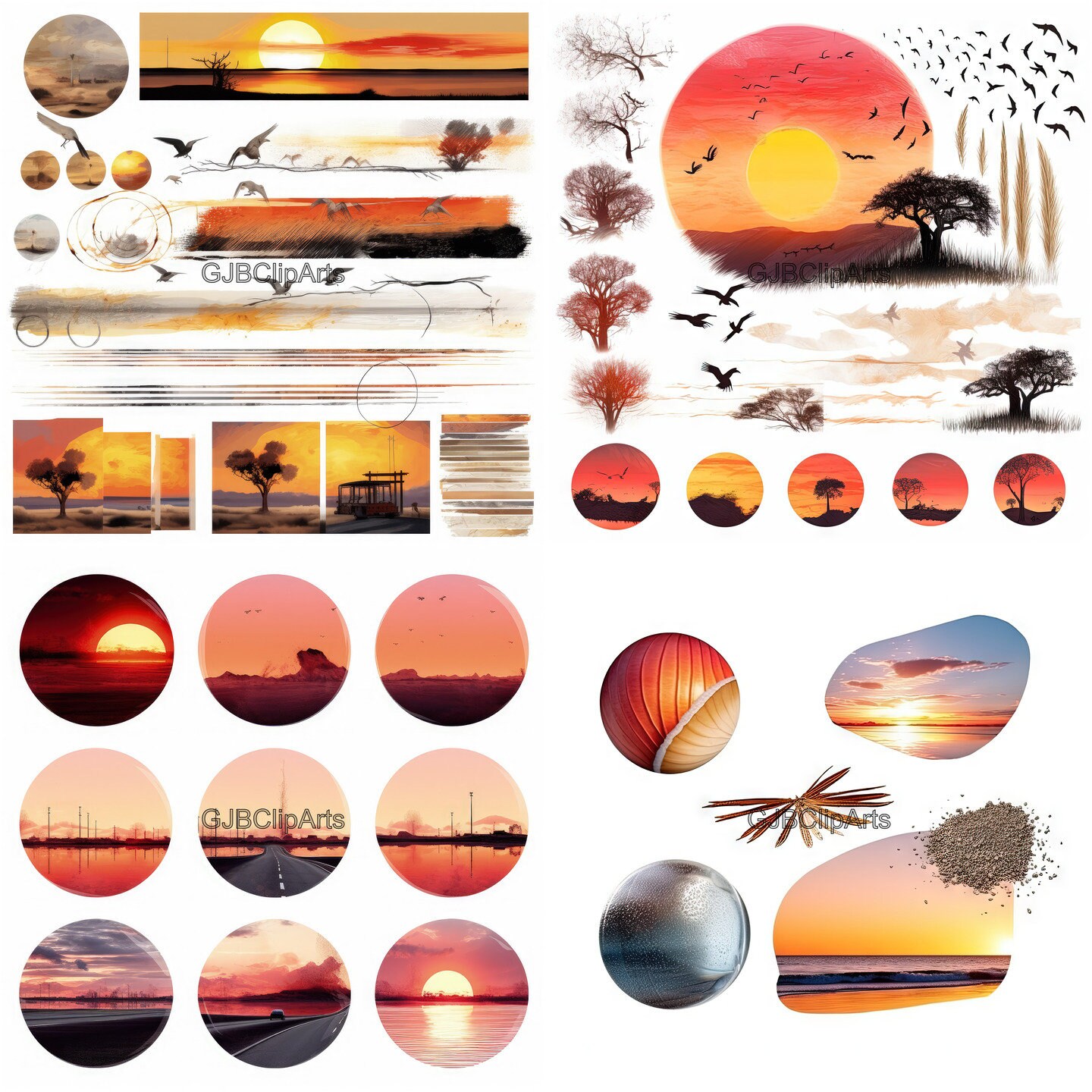 Sunset Chasing Clipart, Sun Clipart, Cloud Clipart, Journaling Labels ...