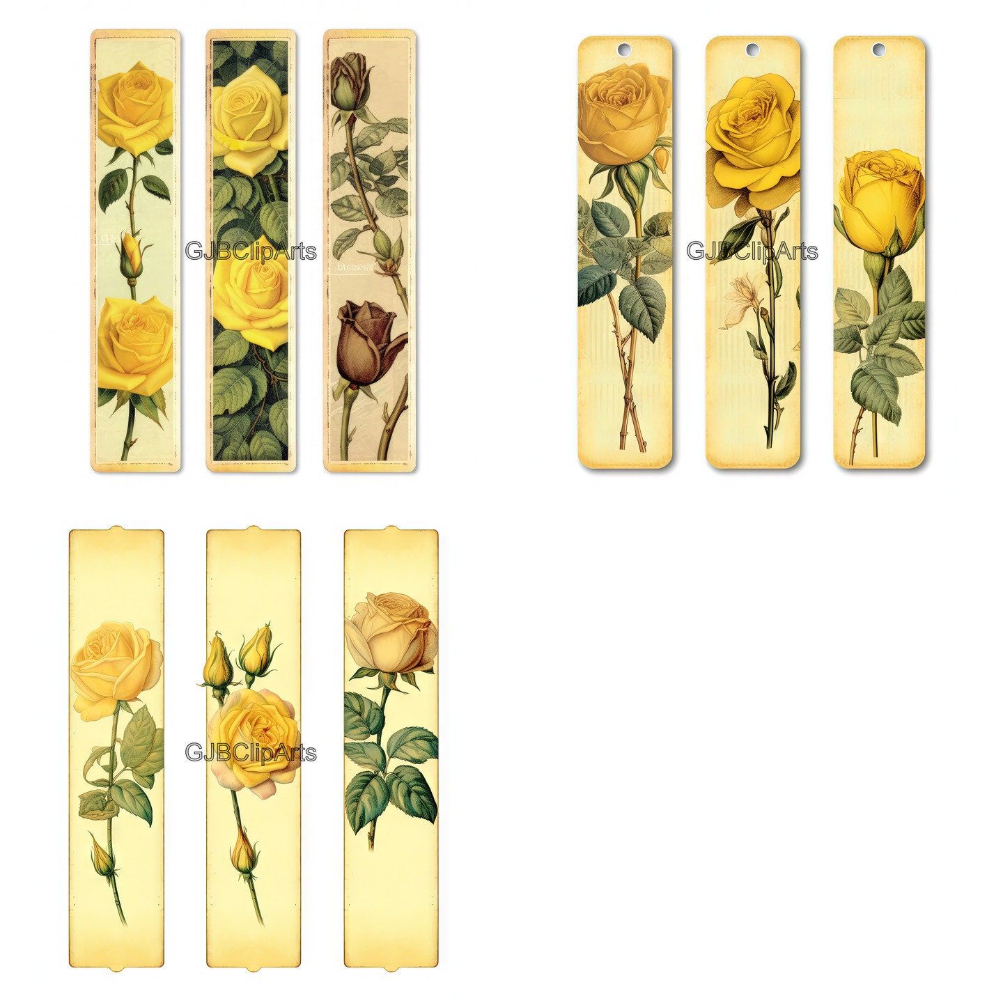 Yellow Rose Bookmark Clipart, Vintage Clipart,junk Journal Printable ...