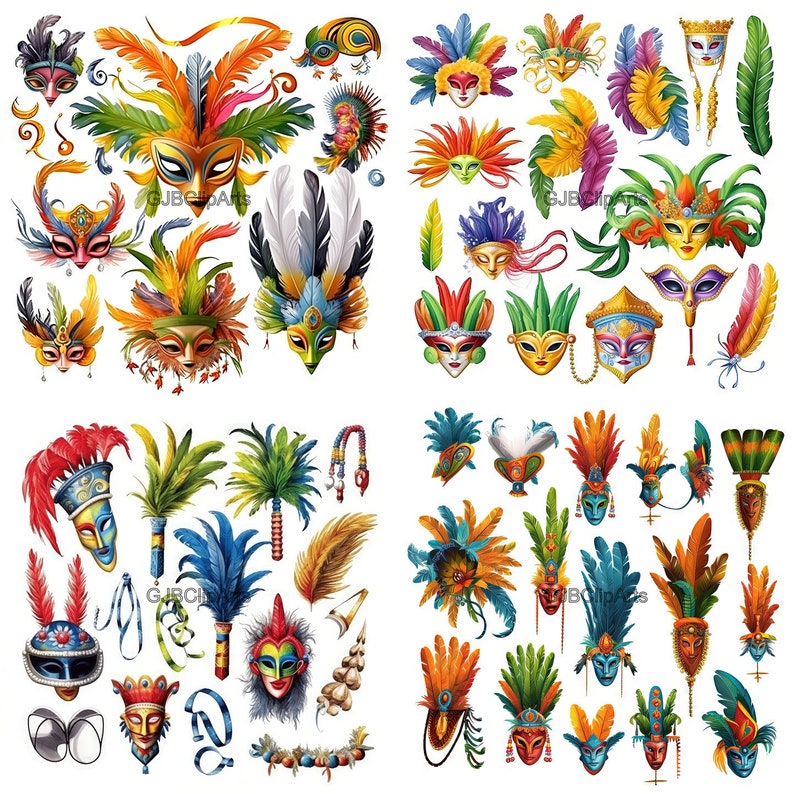 Brazilian Carnival Clipart, Mask Clipart, Samba Dancer Clipart ...