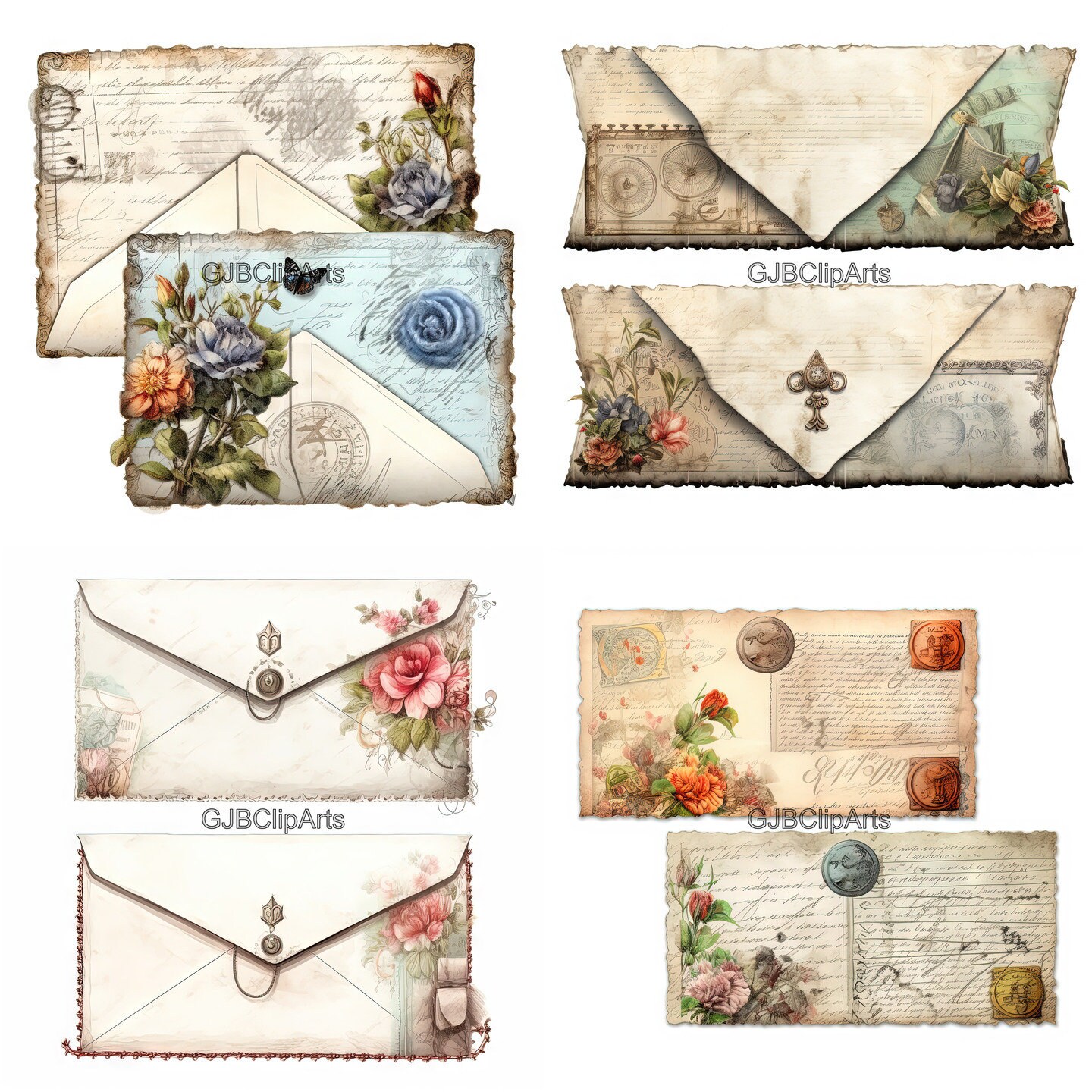 Victorian Shabby Chic Vintage Envelope Clipart, Journaling Bible ...