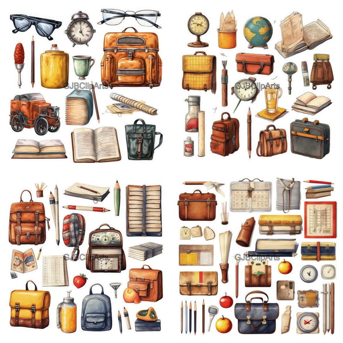 Cute Retro School Clipart Pencil Clipart Apple Clipart - Etsy