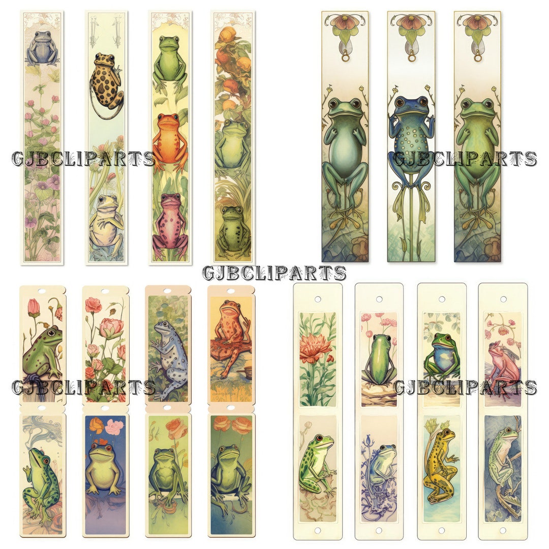 Frogs Ornamental Bookmark Clipart, Evenly Spaced Clipart, Junk Journal ...