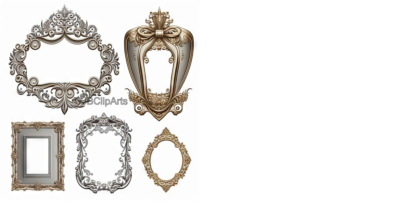 Frame Clipart, Vintage Metal Frame Collection: Ornate and Timeless ...