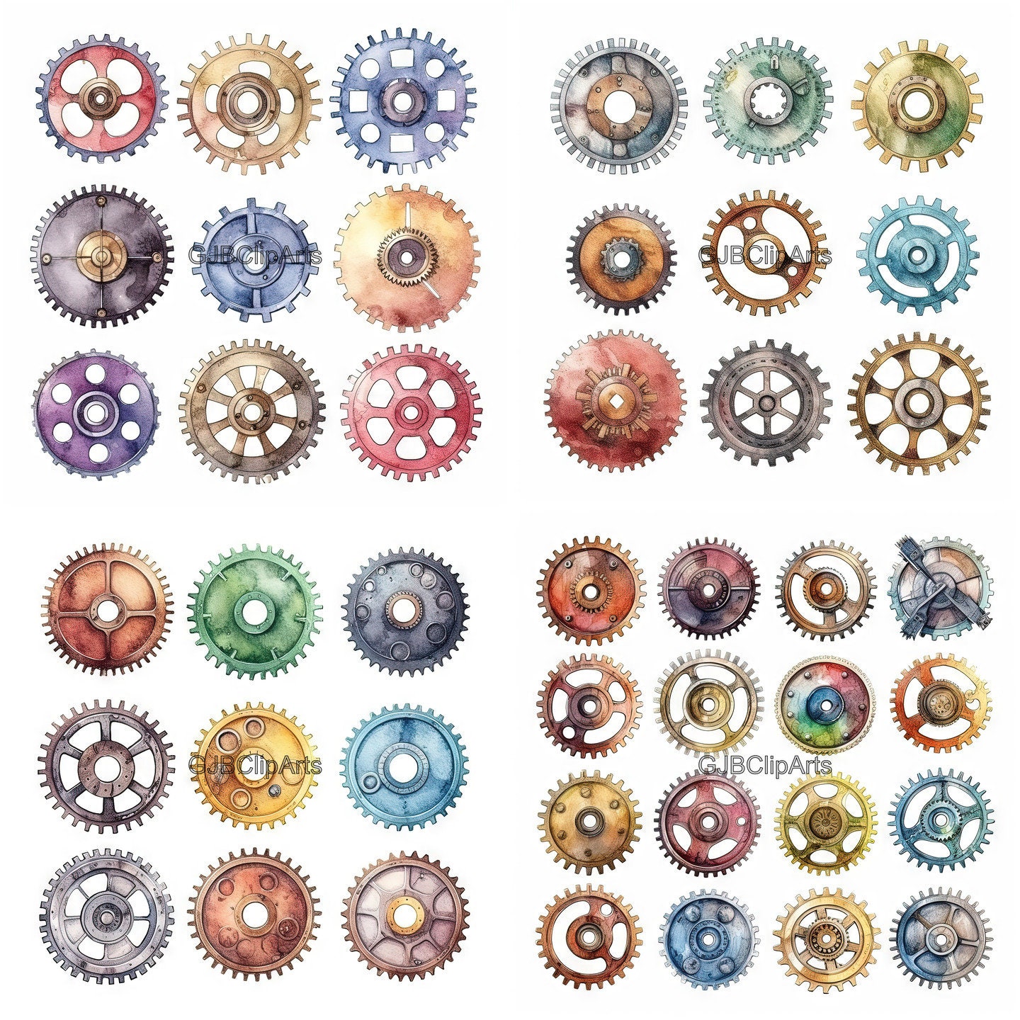 Antique Gears Collection: Vintage Mechanisms Clipart Collection,digital ...