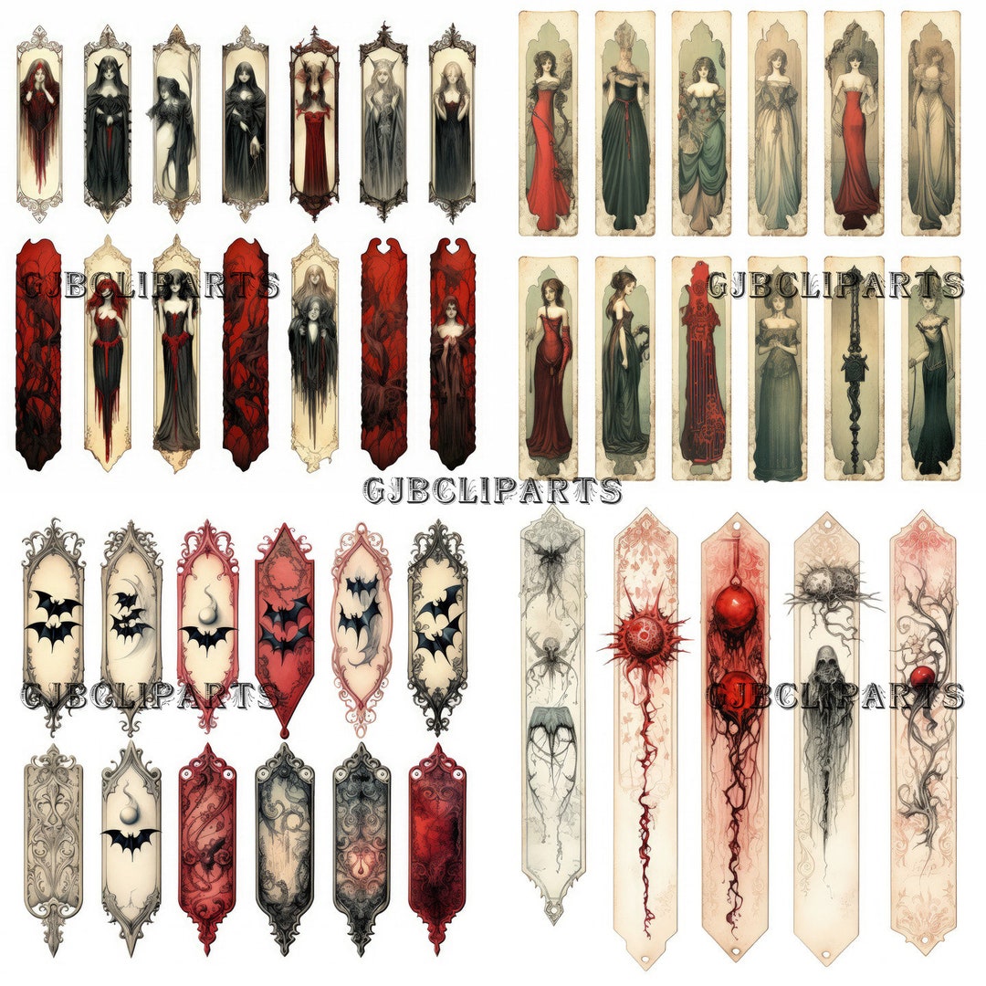 Vampire Ornamental Bookmark Clipart, Evenly Spaced Clipart, Journaling ...