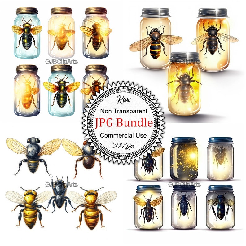 Fireflies Clipart, Summer Night Clipart, Nature Clipart, Jar Clipart ...