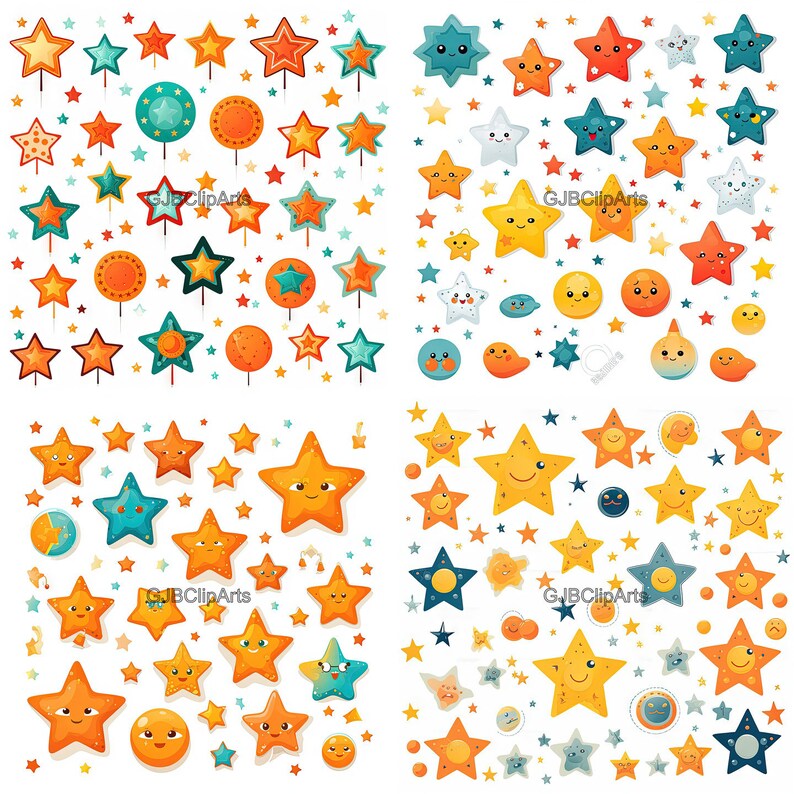 Stars Vector Clipart, Journaling Embellishments, Scrapbooking Paper ...
