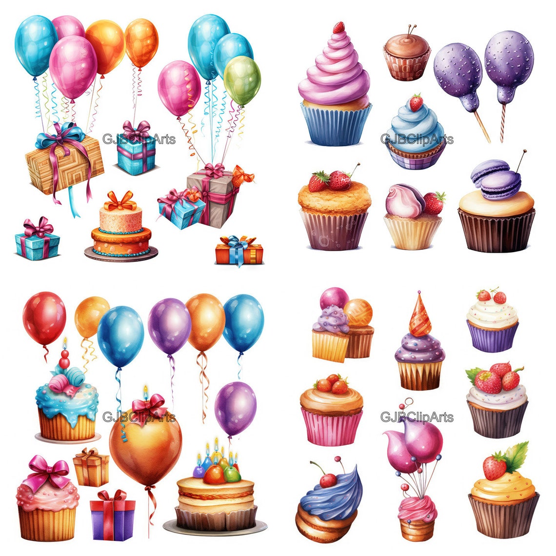 Birthday Decor Clipart Balloon Clipart Party Hat Clipart - Etsy