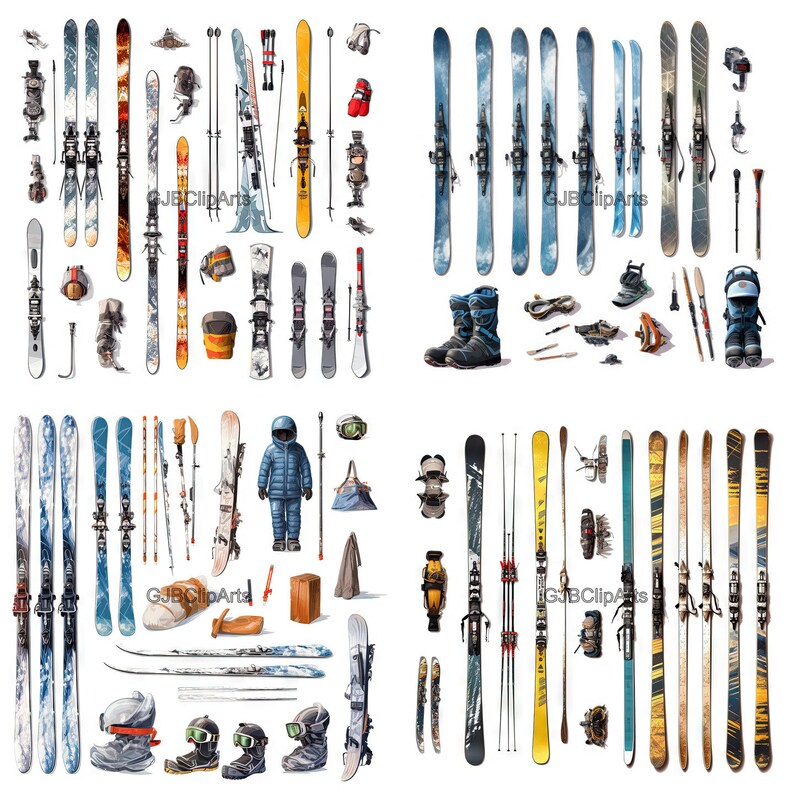 Skiing Holidays Clipart, Ski Clipart, Snow Cap Clipart, Journaling ...