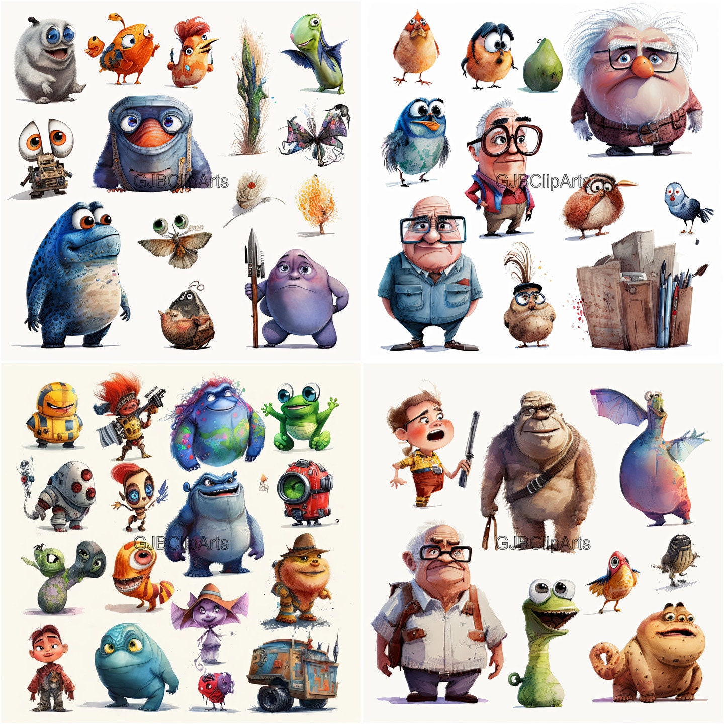 Glorious Characters Collection on White Background: Colorful and ...