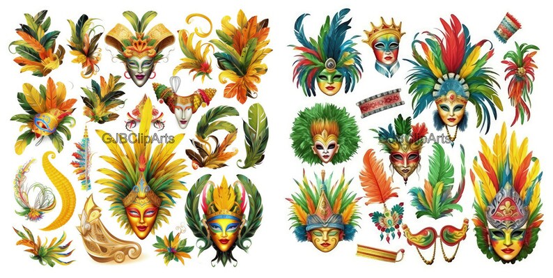 Brazilian Carnival Clipart, Mask Clipart, Samba Dancer Clipart ...