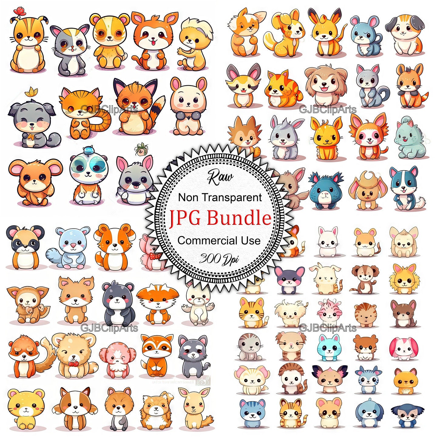 Pet Animal Clipart: Kawaii Pet Animals, Digital Stickers, Digital ...