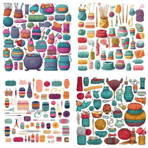 Knitting Clipart Digital Stickers, Digital Clipart, Printable Stickers ...
