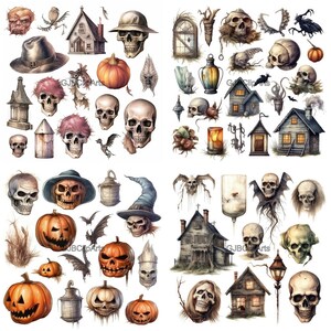 Halloween Haunts Clipart, Spooky Clipart, Holiday Clipart, Journaling ...