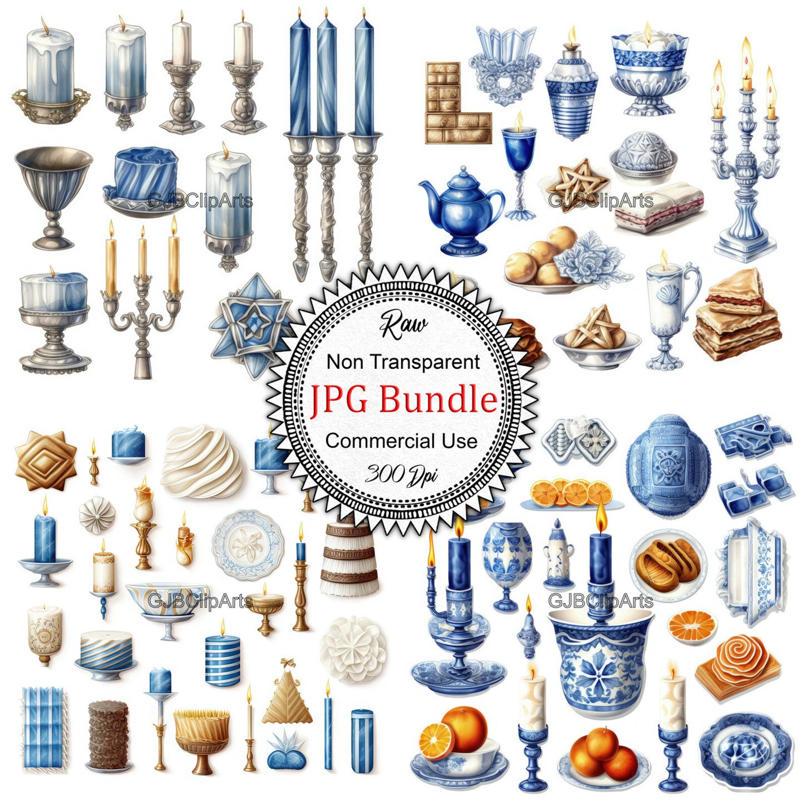 Hanukkah Traditions Clipart Collection, White Background Clipart ...