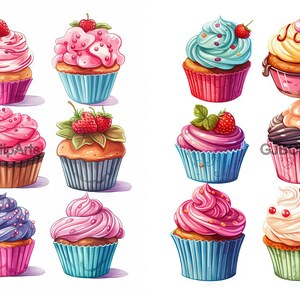 Cupcake Clipart Digital Stickers, Digital Clipart, Printable Stickers ...