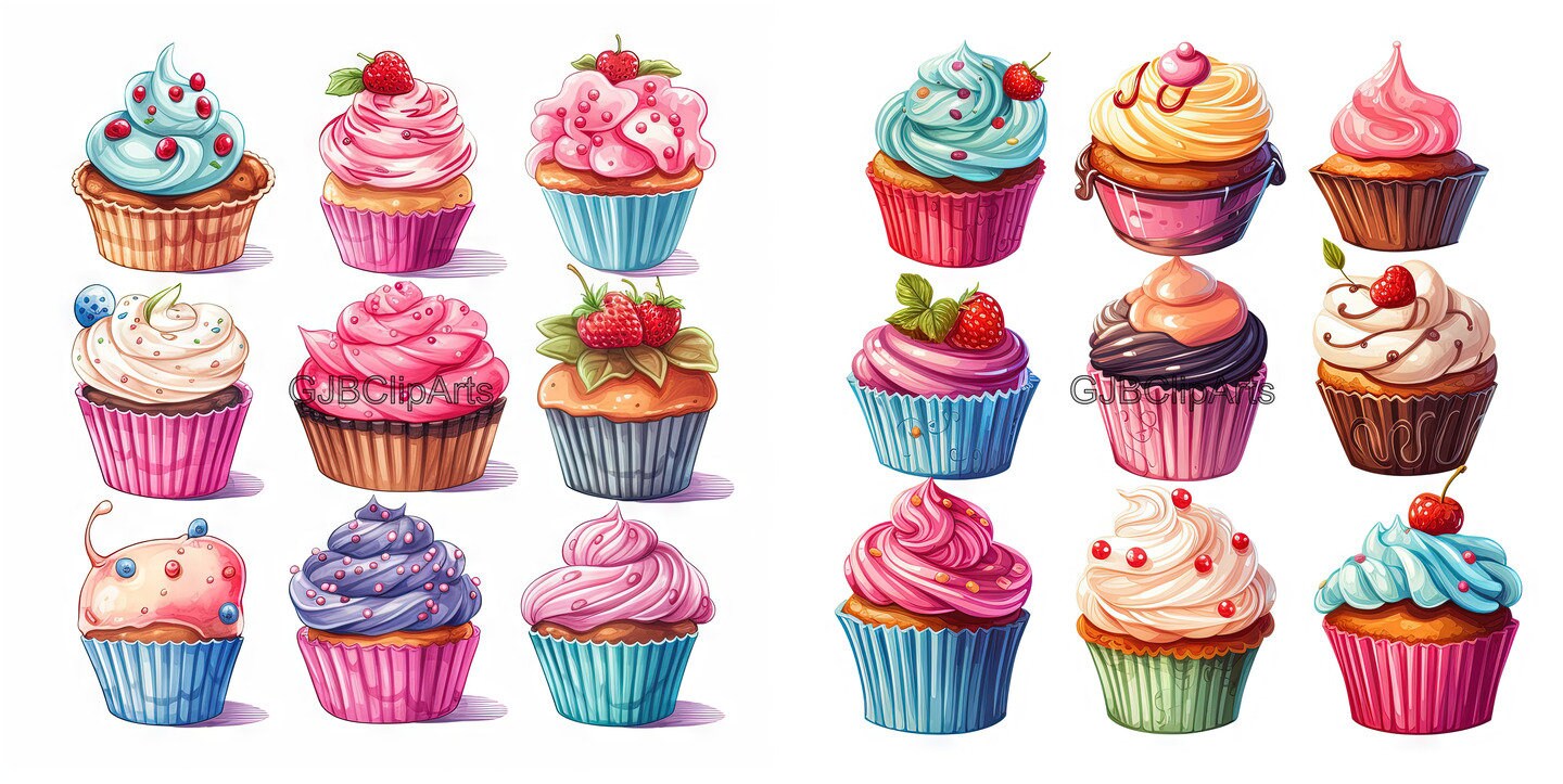 Cupcake Clipart Digital Stickers, Digital Clipart, Printable Stickers ...