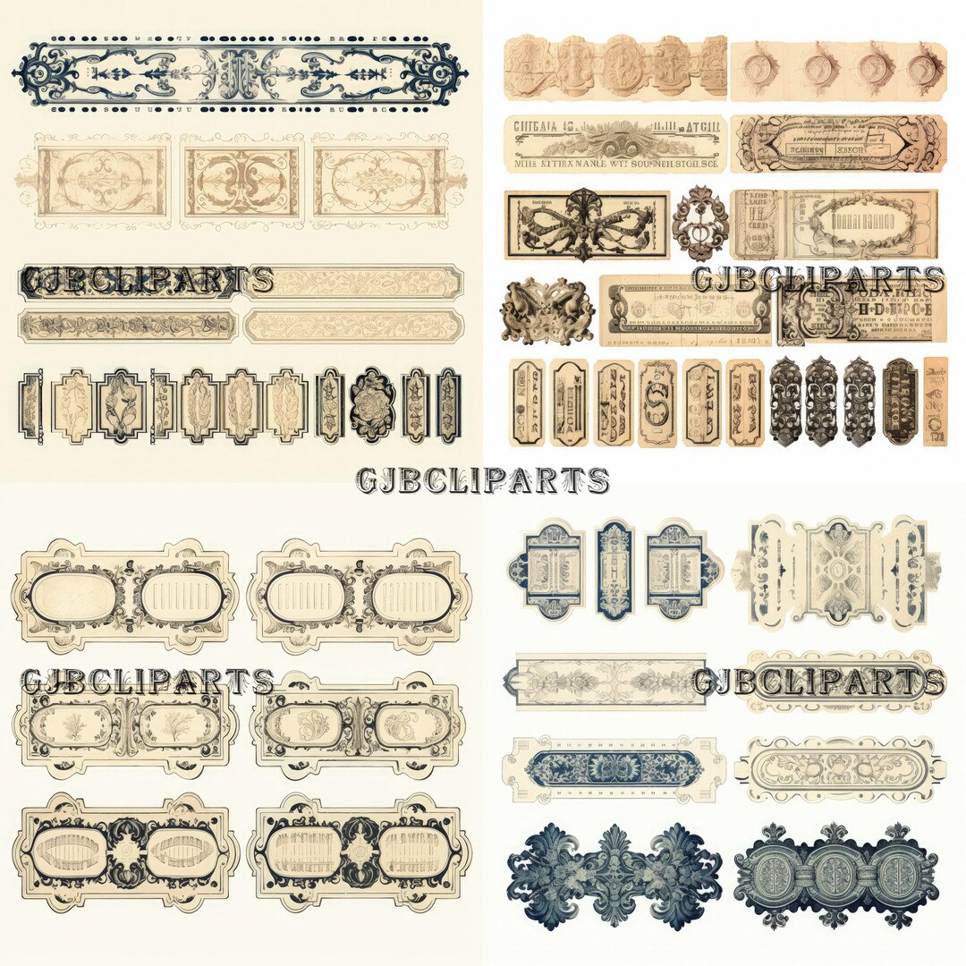 Gothic Ornamental Vintage Ticket, Page of Evenly Spaced Clipart ...