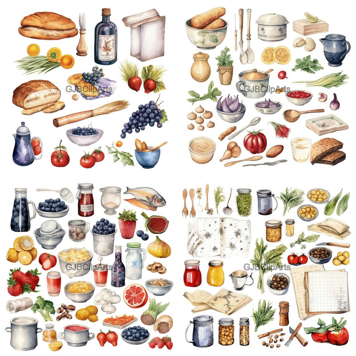 Kitchen Clipart, Family Recipes Clipart, Cooking Clipart, Recipe Card ...