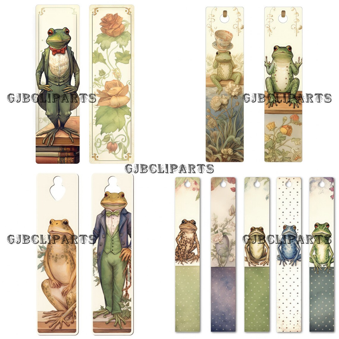 Frog Ornamental Bookmark Clipart, Evenly Spaced Clipart, Journaling ...