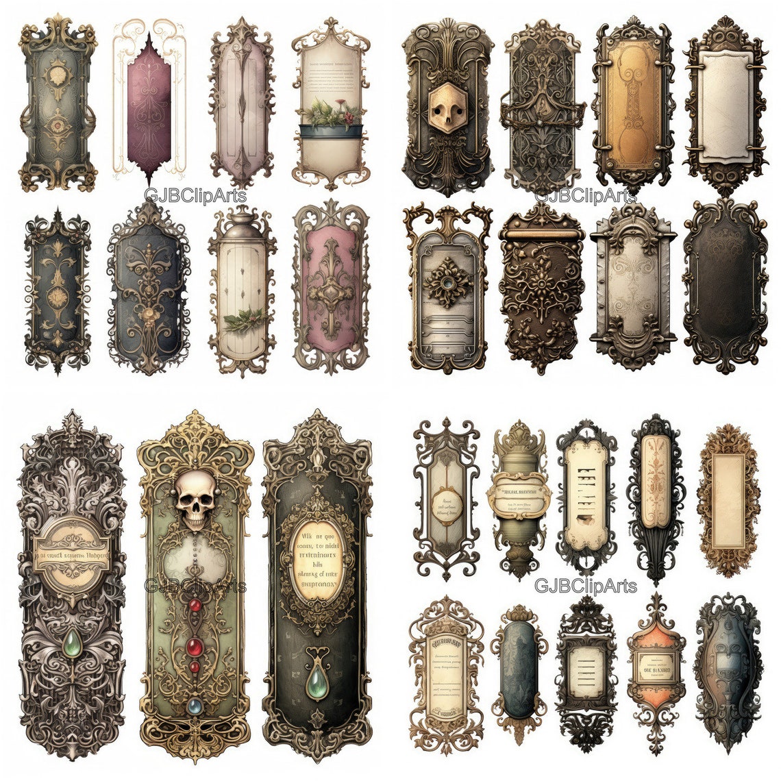 Gothic Fussy Tall Ornate Labels Clipart Gothic Window Clipart Raven ...