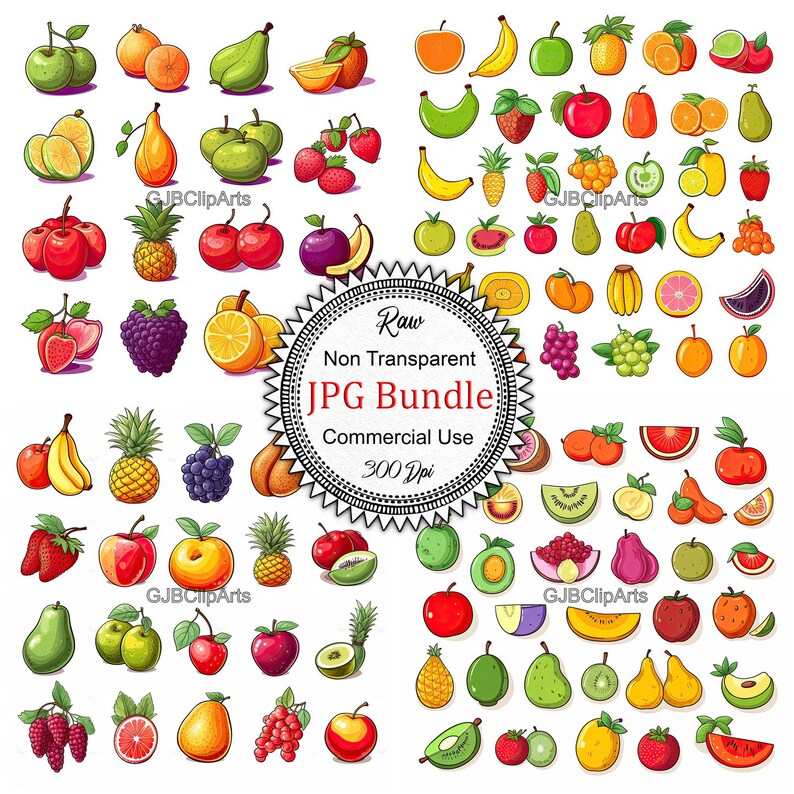 Fruit and Vegetable Clipart Digital Stickers, Digital Clipart ...