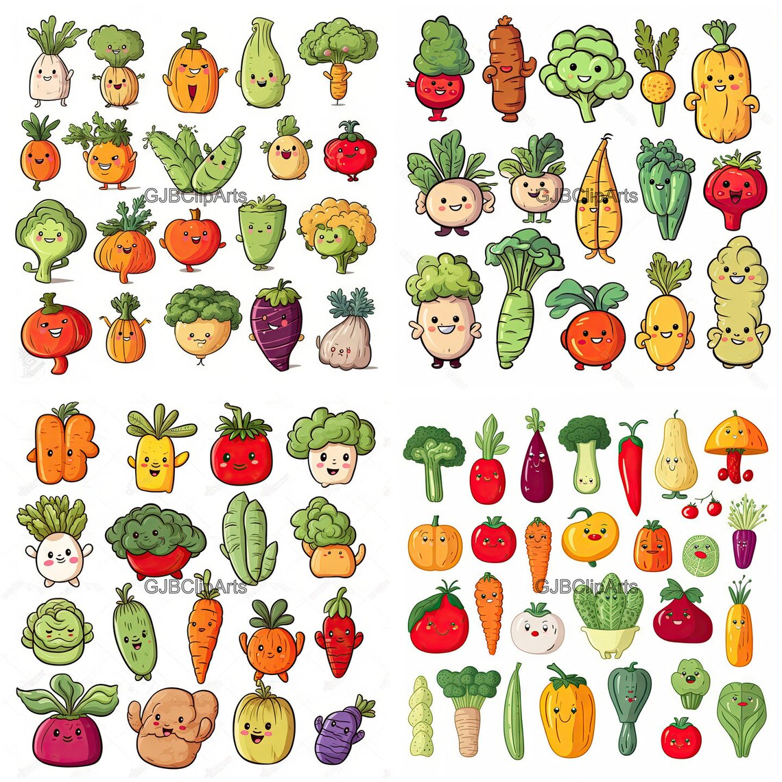 Fruit and Vegetable Clipart Digital Stickers, Digital Clipart ...