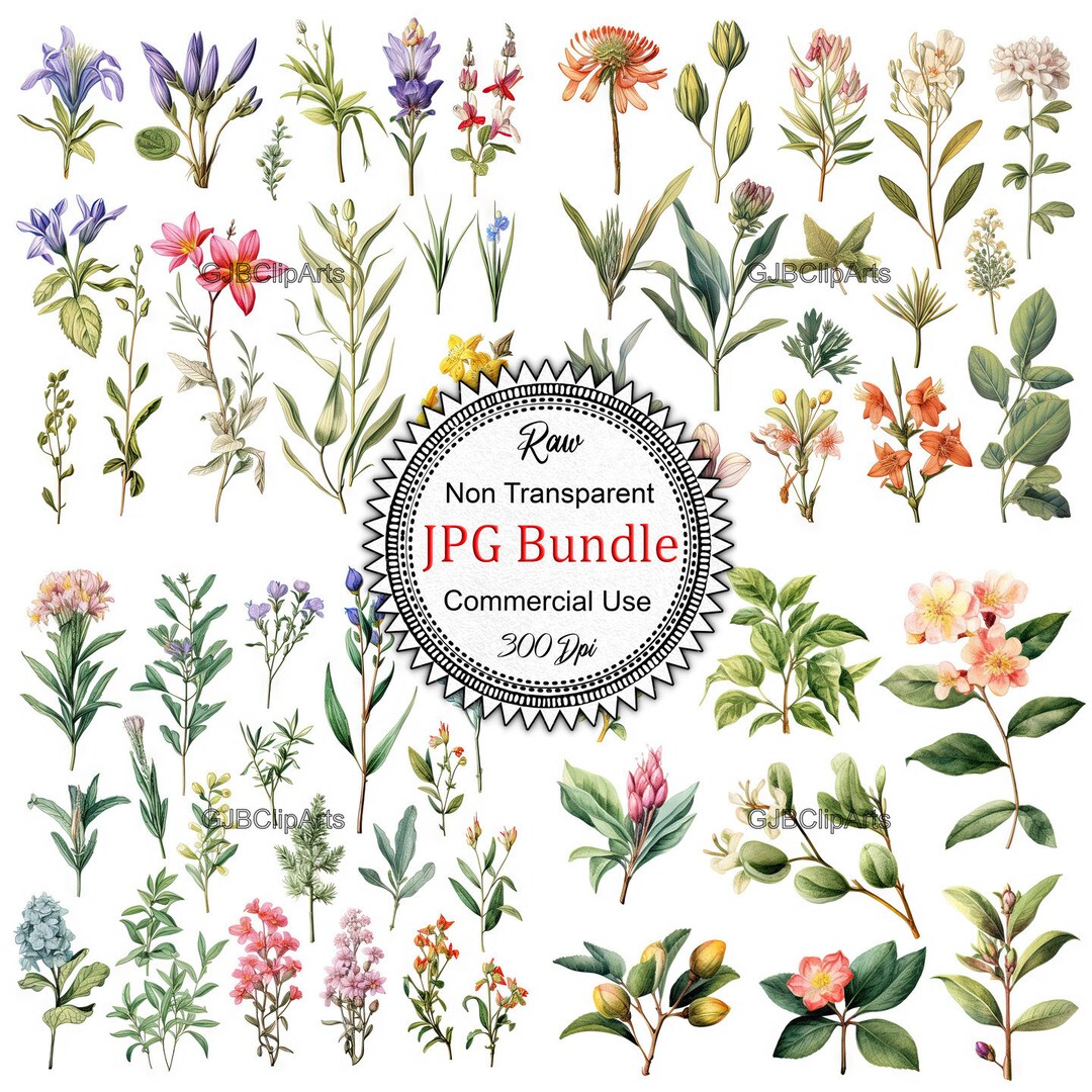 Vintage Botanical Prints Collection:printable Clipart, Scrapbooking ...