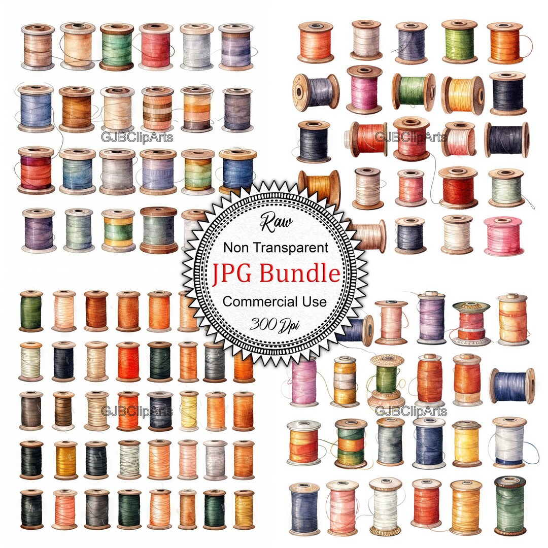 Vintage Thread Spools Clipart Collection,digitized Clipart ,digital ...