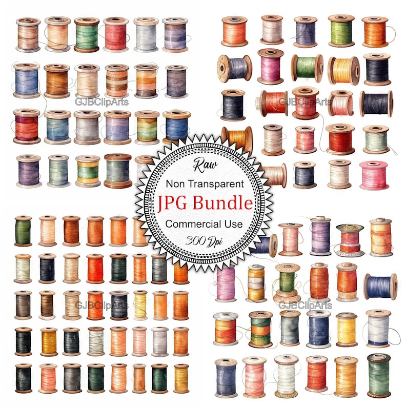 Vintage Thread Spools Clipart Collection,digitized Clipart ,digital ...