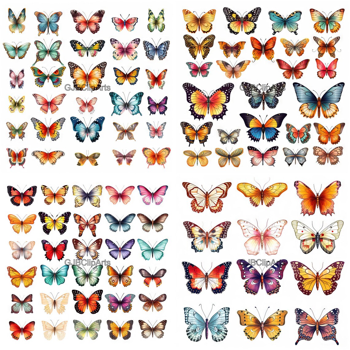 Butterfly Clipart Digital Stickers, Digital Clipart, Printable Stickers ...