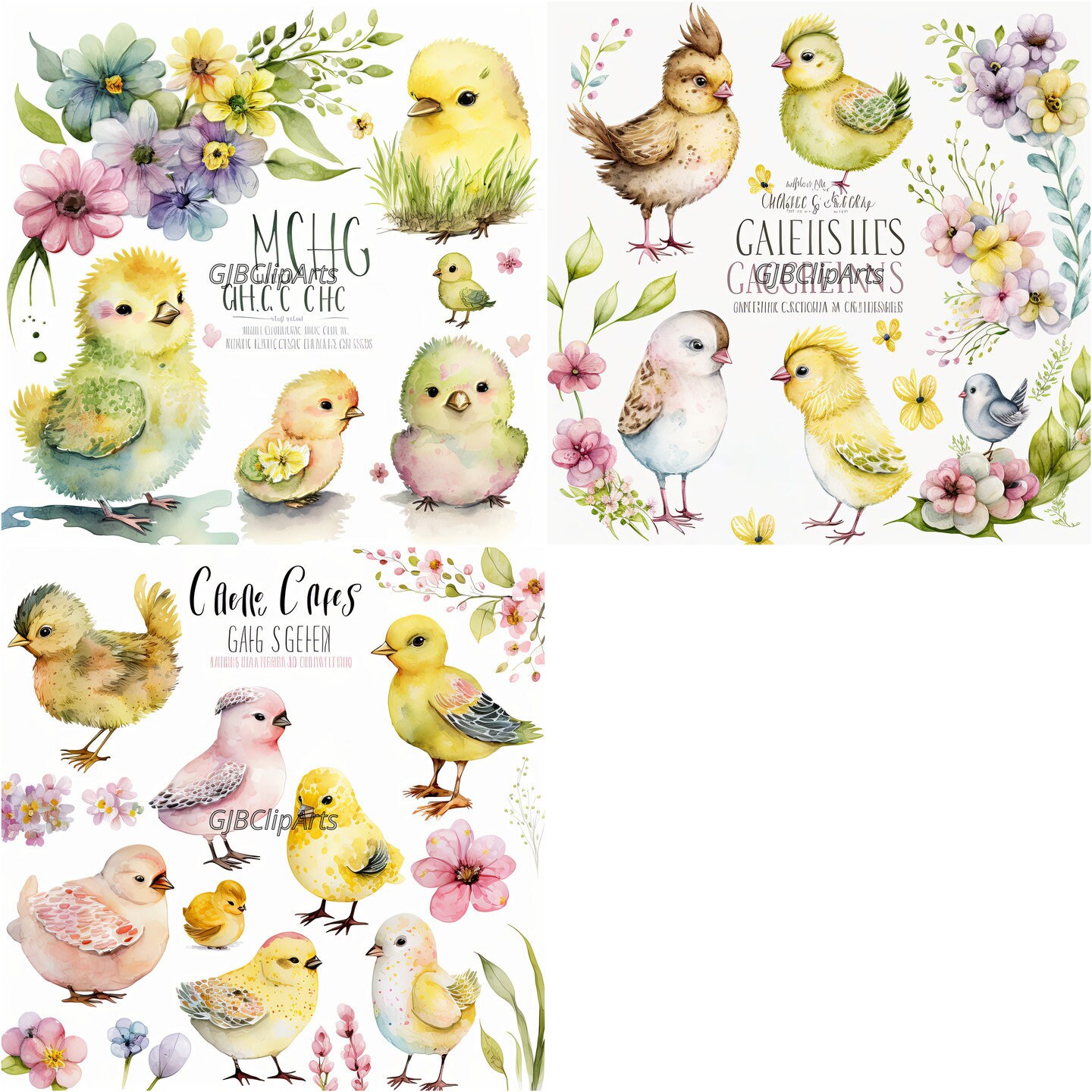 Spring Chicks Watercolor Collection:delightful Clip Art Designs for ...