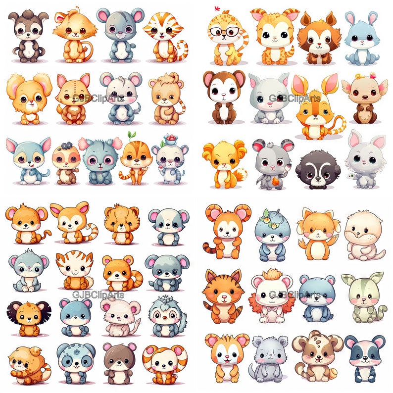 Animal Clipart Digital Stickers, Digital Clipart, Printable Stickers ...