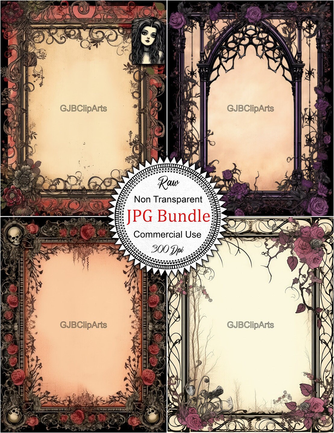 Gothic Fussy Lined Page Clipart, Spider Web Clipart Bat Clipart ...