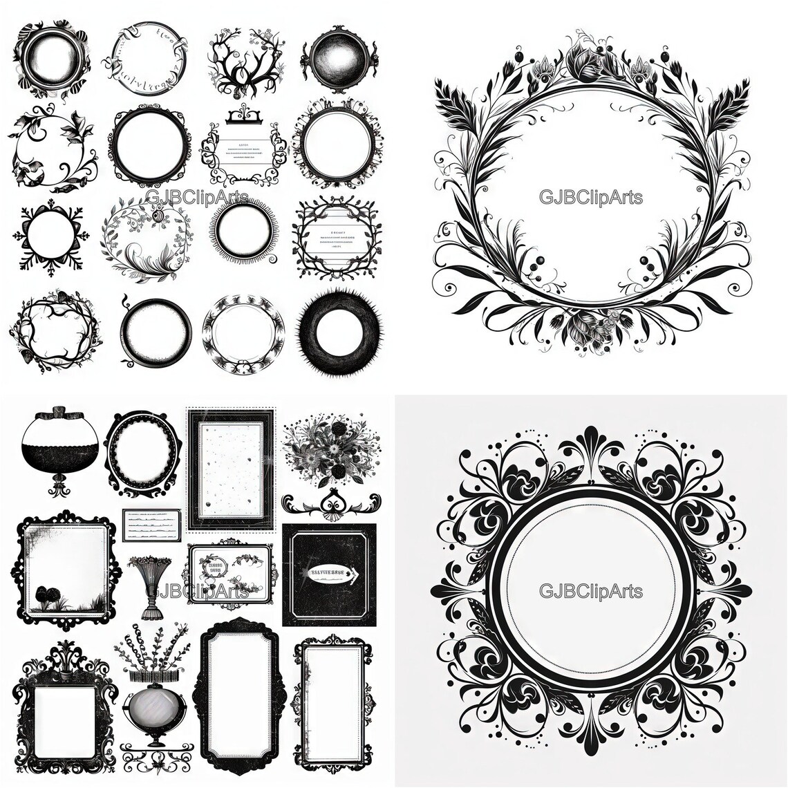 Black Vector Graphic Frames Clipart Journaling Downloads - Etsy