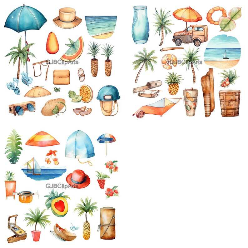 Watercolor Summer Beach Clipart, Journaling Notebook, Junk Journals ...