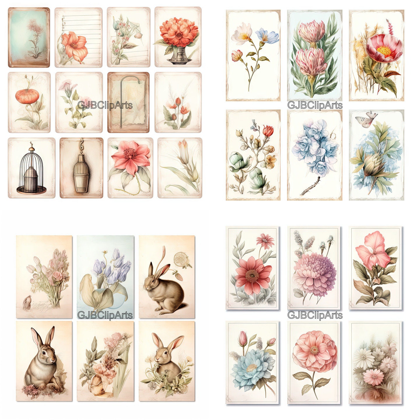 Nostalgic Collection of Vintage Old Greeting Cards ,digital Clipart ...