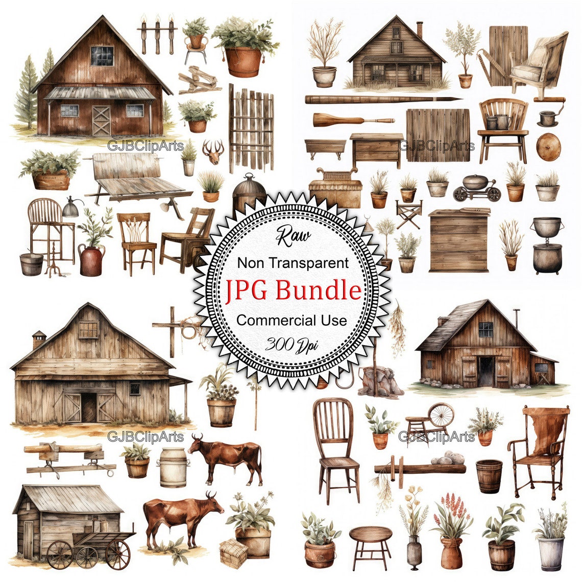 Vintage Brown Farmhouse Decor Clipart, Brown Decor Clipart, Journaling ...