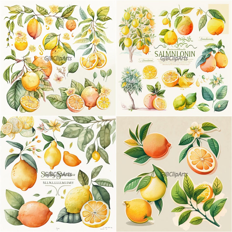 Zesty Lemons Clipart Collection: Refreshing Citrus Fruit Designs for ...