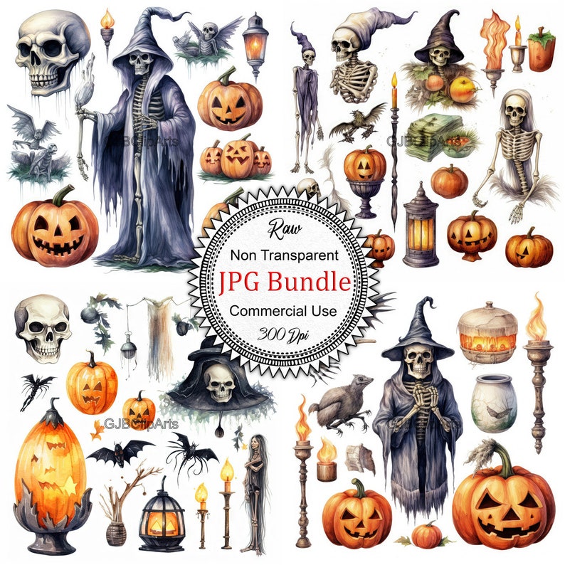 Halloween Elements Clipart Witch Ghost Spooky Castle Mummy - Etsy