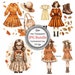 Vintage Fall Dress Girl Clipart Autumn Clipart Cute Girl - Etsy
