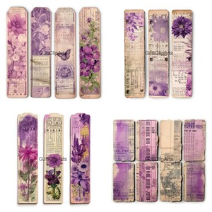 Purple Flora Ticket Stub Clipart, Vintage Ticket Clipart, Junk Journals ...