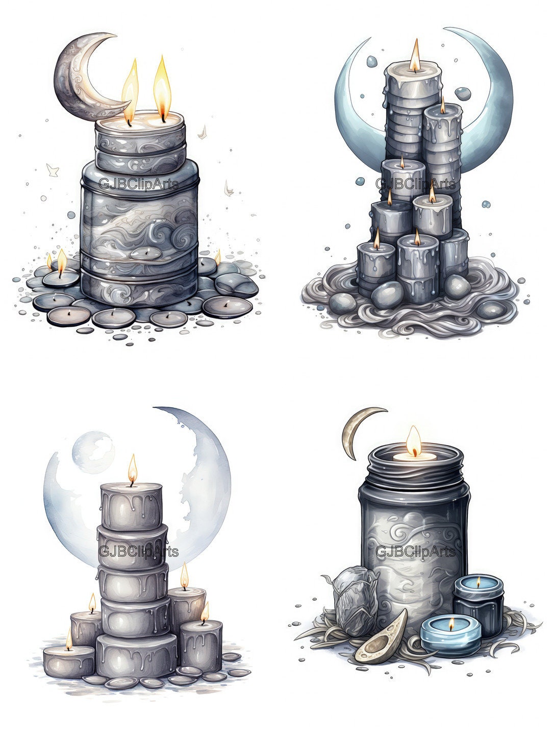 Metallic Silver Spell Candle Clipart, Silver Coin Surroundings Clipart ...