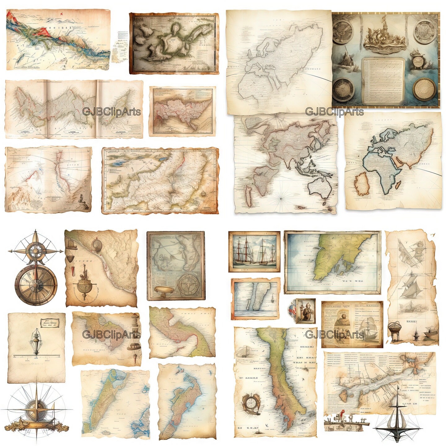 Digitized Antique Maps Collection ,classic Vintage Cliparts,digital ...