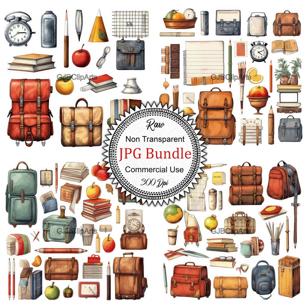 Cute Retro School Clipart, Pencil Clipart, Apple Clipart, Scrapbooking ...