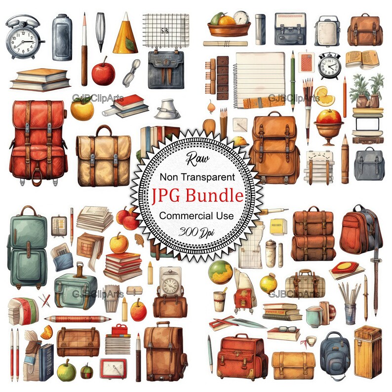 Cute Retro School Clipart Pencil Clipart Apple Clipart - Etsy