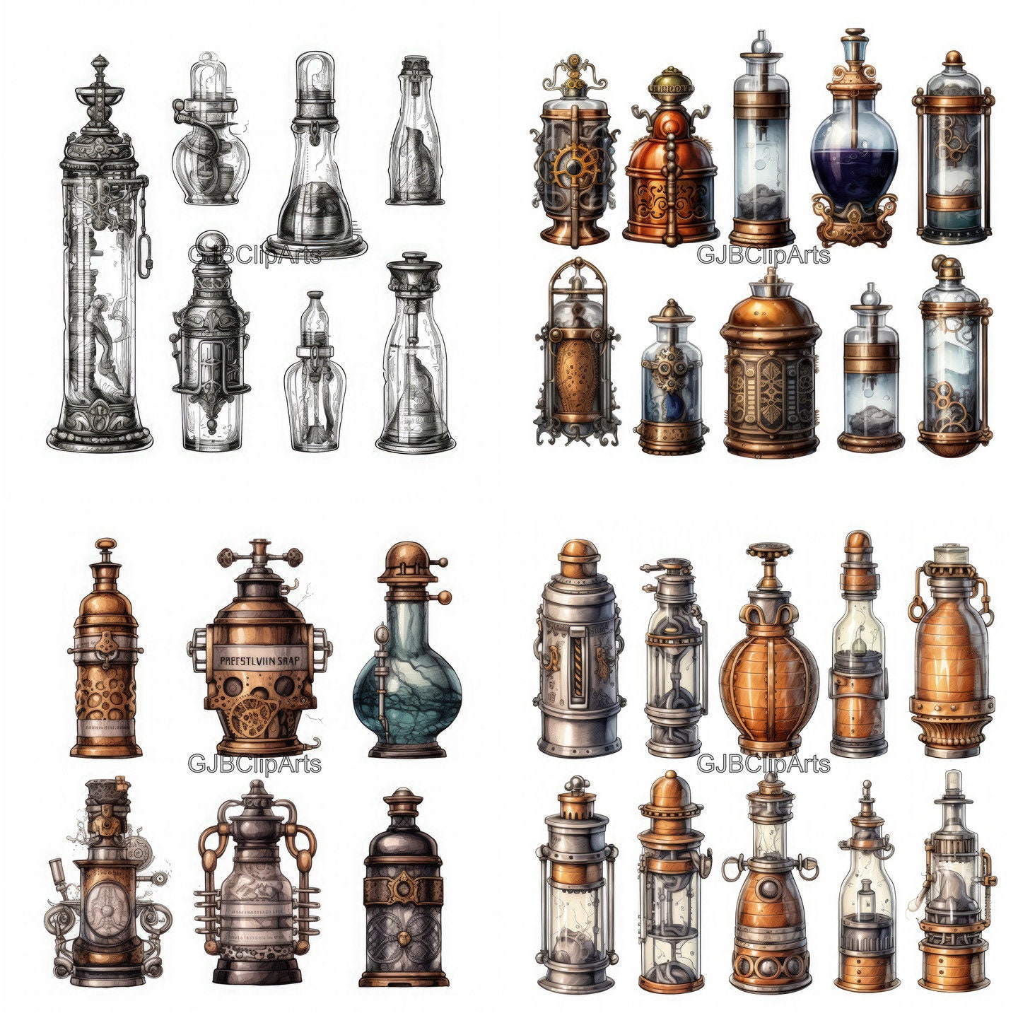 Steampunk Perfume Bottle Clipart, Perfume Clipart, Cork Clipart ...