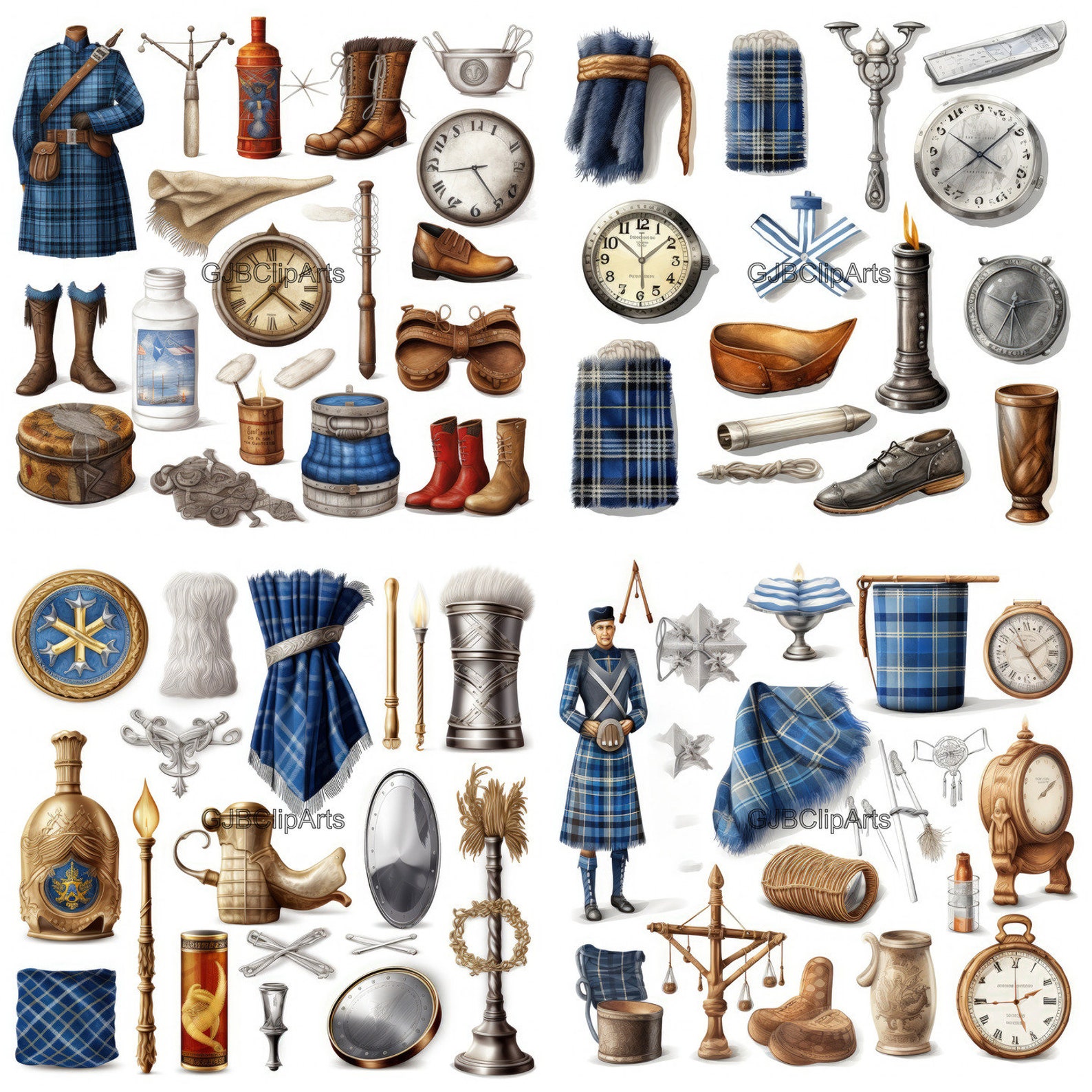 St. Andrew's Day Scotland Clipart, Saltire Flag Clipart, Thistle ...